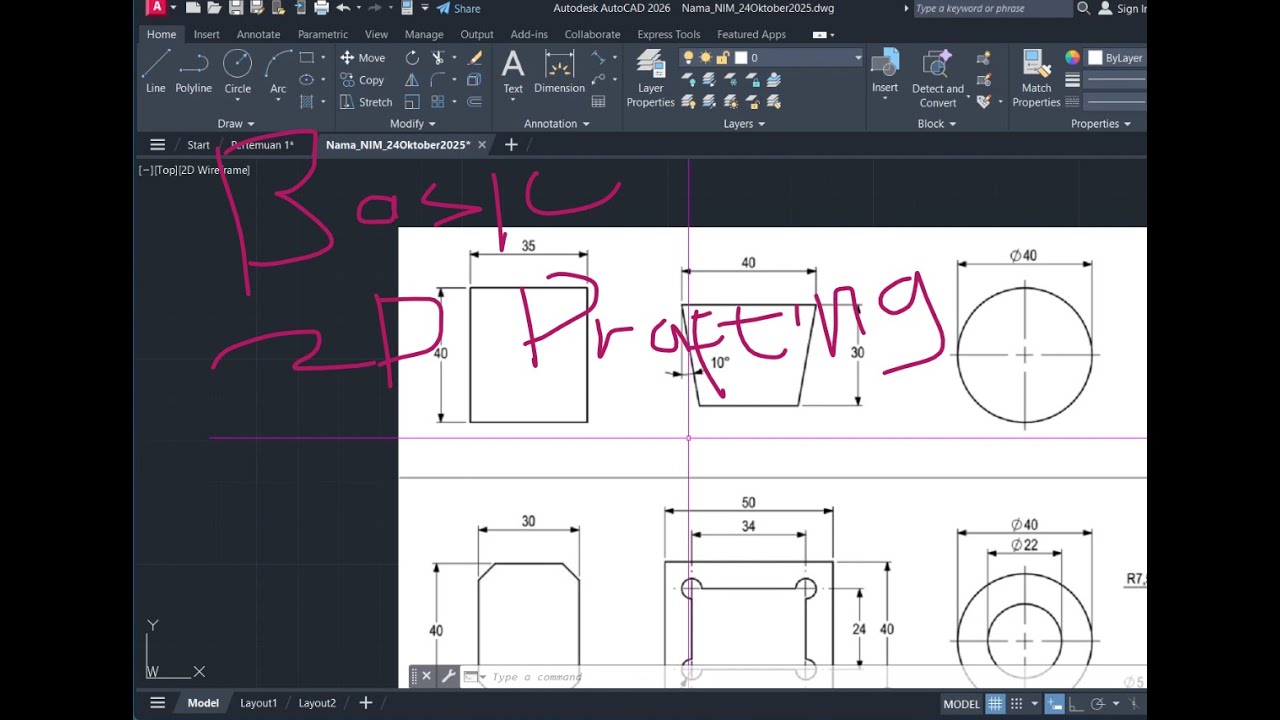 Basic 2D Drafting AutoCAD - YouTube