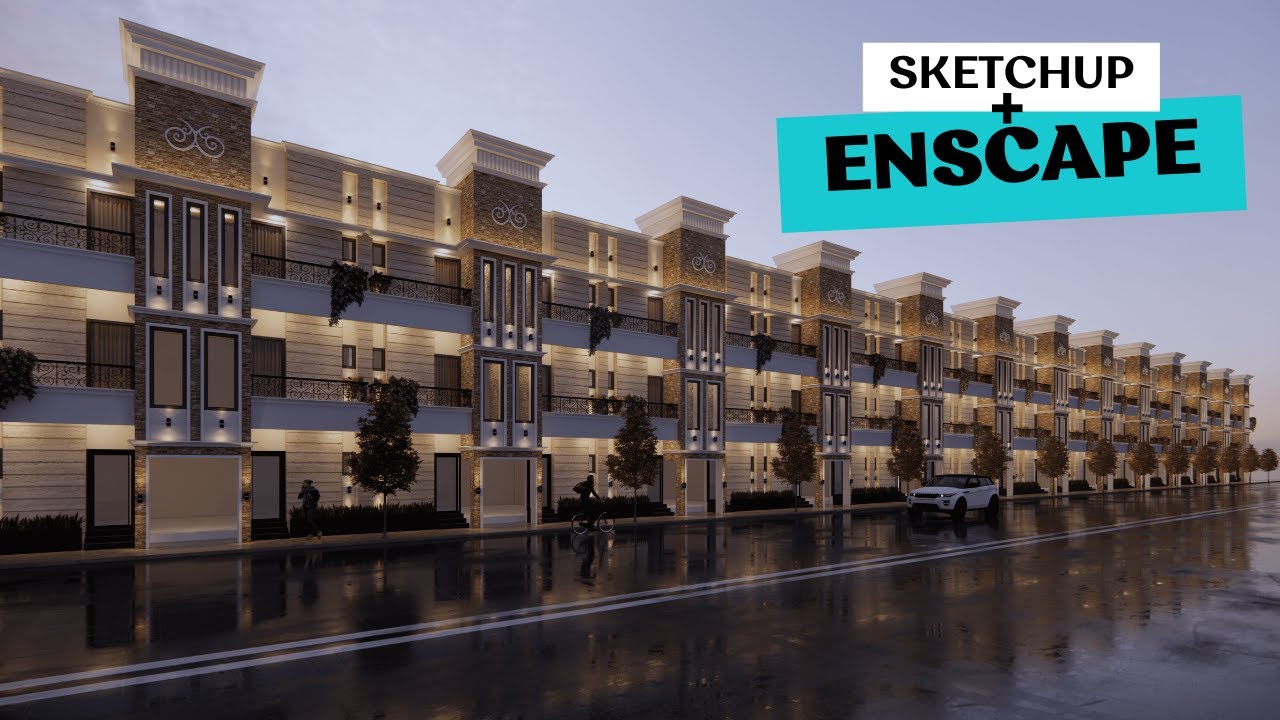 Realistic Exterior Group Housing Rendering - Sketchup and Enscape - YouTube
