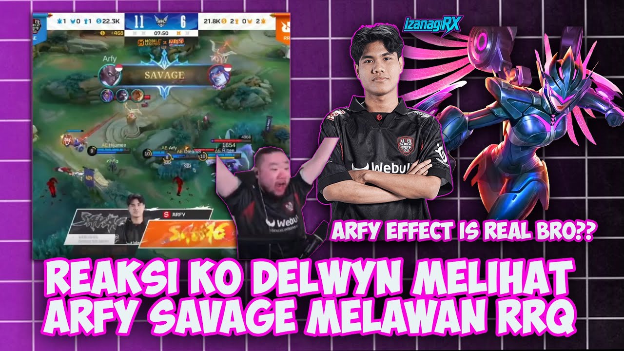 ARFY SAVAGE MELAWAN RRQ !! REAKSI KO DELWYN MELIHAT ARFY SAVAGE | MPL ...