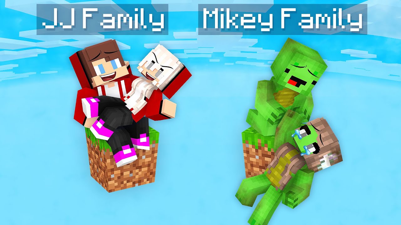 JJ Family vs Mikey Family on ONE BLOCK in Minecraft! (Maizen) - YouTube