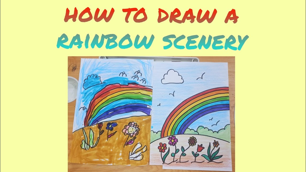 How to Draw a Rainbow Scenery! - YouTube
