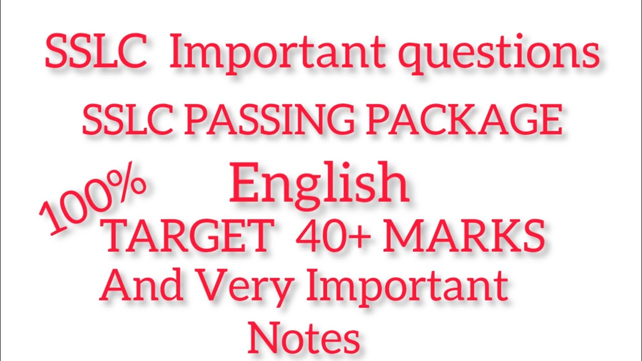 SSLC passing package and very important questions.Target 40+ marks ...