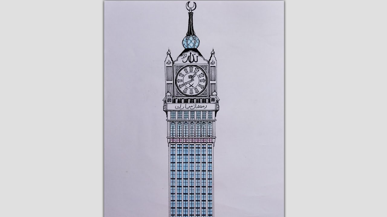 Madina clock tower sketch_ tutorial | Pencil sketch drawing _ step by ...