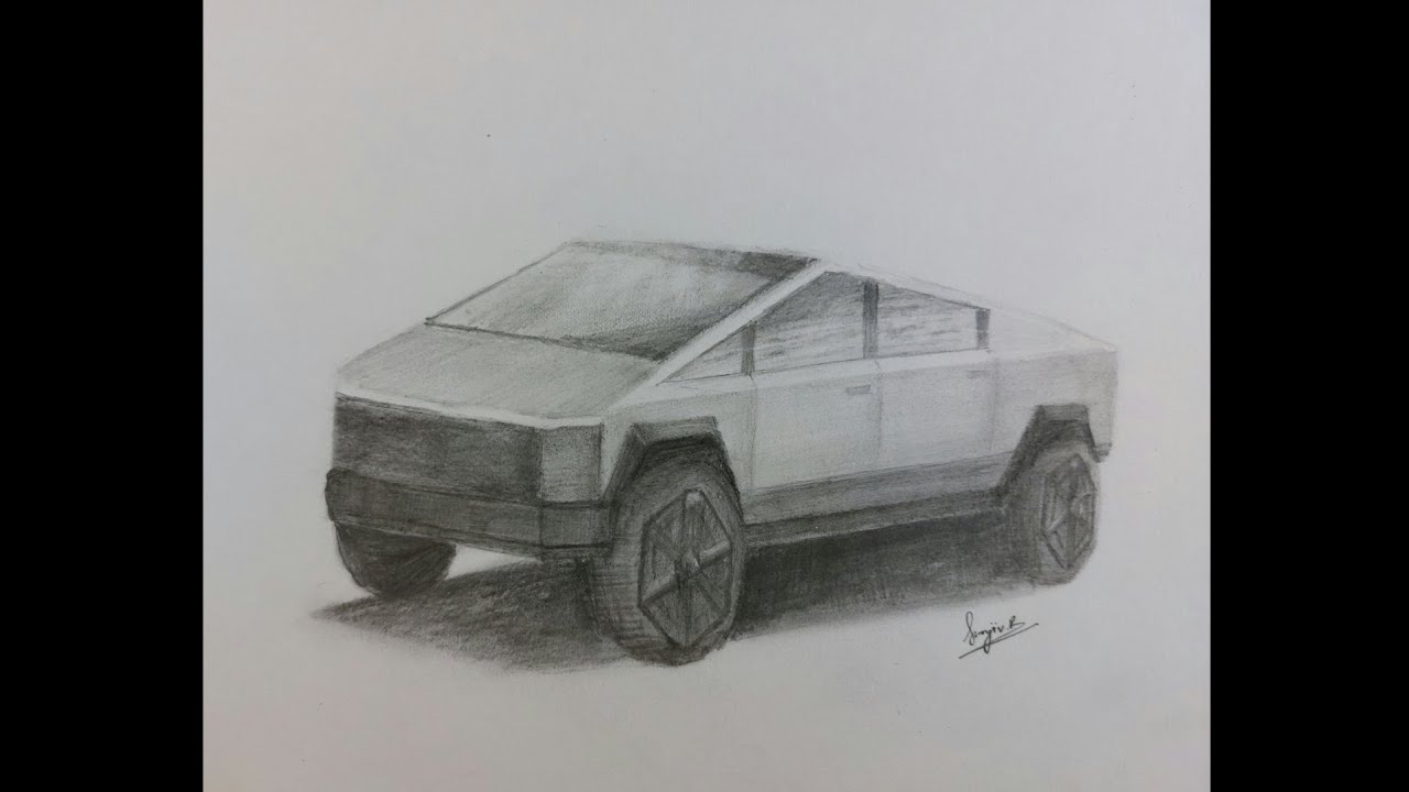 Tesla Cybertruck Drawing Time-Lapse #art #drawing #sketch - YouTube