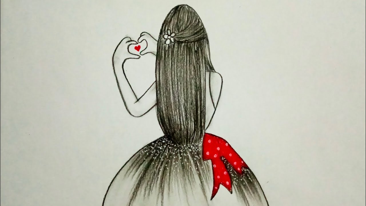 Easy and beautiful drawings |Easy way to draw girl with beautiful dress ...
