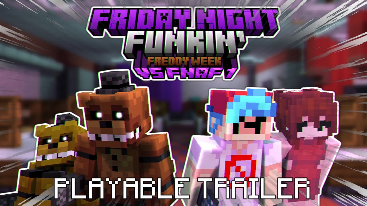 FNF VS. FNAF 1 Week F Minecraft Mix Playable Trailer - YouTube