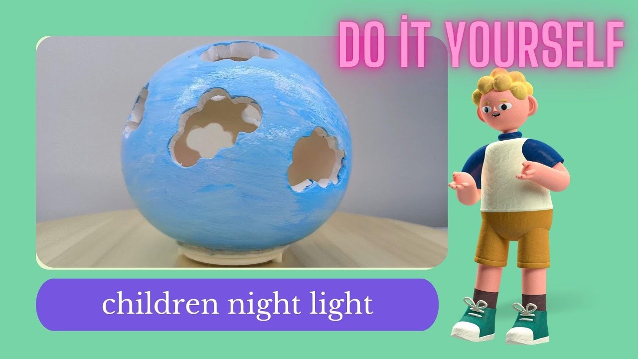how to make a night light at home - plaster lamp diy - easy lamp ...