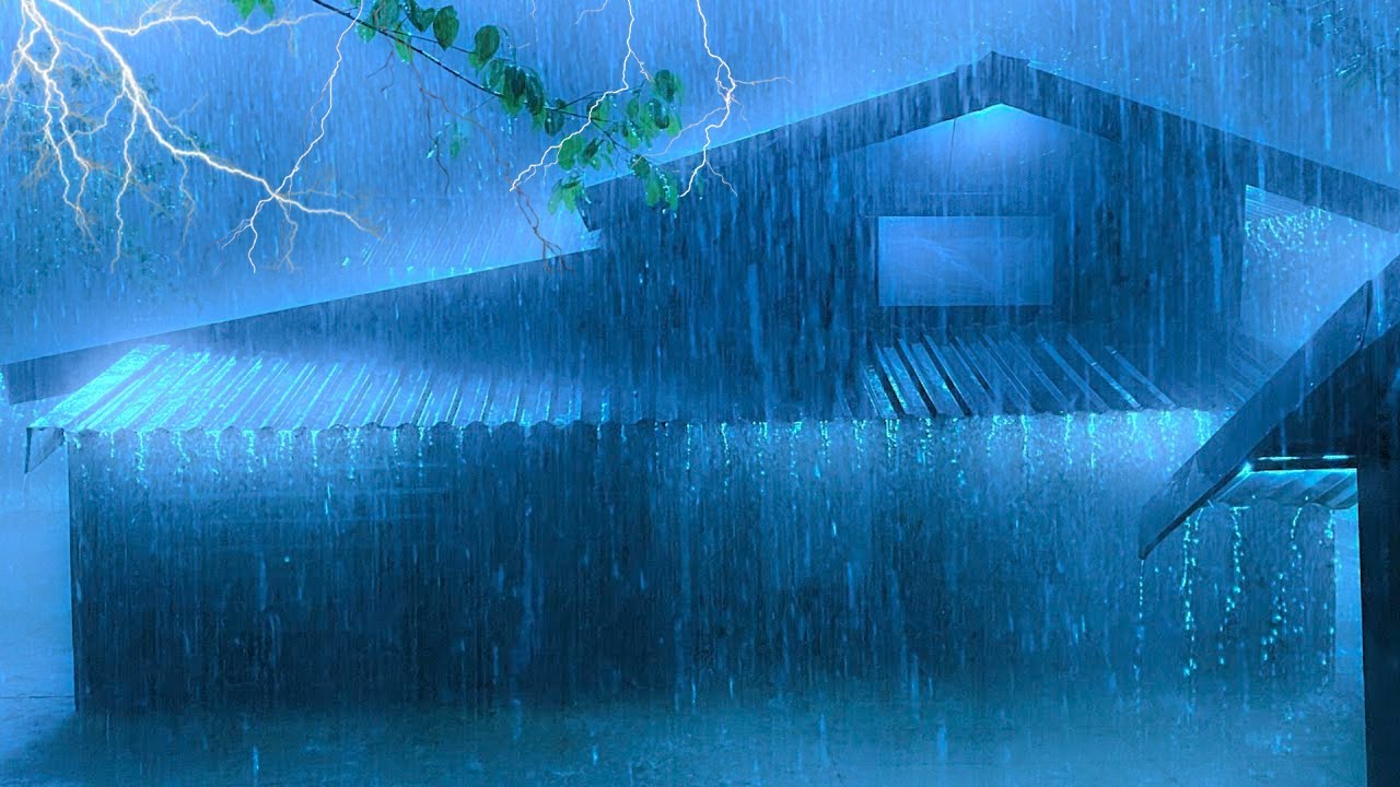 Sleep Well with Super Large Rain, Real Thunder Sounds, Strong wind ...