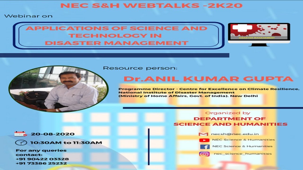 APPLICATIONS OF SCIENCE AND TECHNOLOGY IN DISASTER MANAGEMENT - YouTube