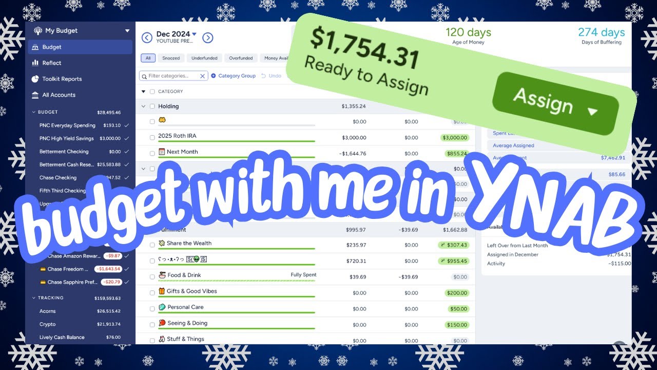 my YNAB budget for December 🎄 | i hit $50k invested!! 🤑 + what's next? - YouTube