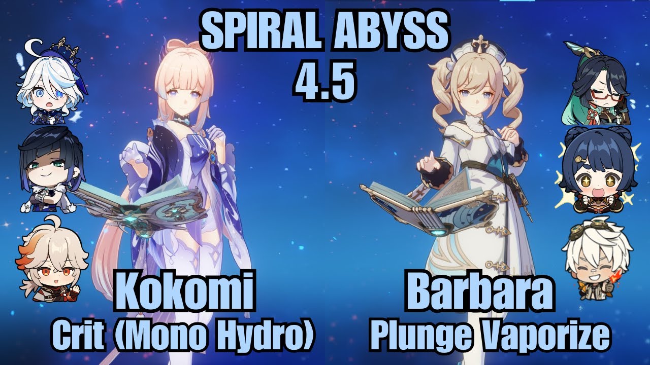 C0 Kokomi Crit Mono Hydro & DPS Barbara Plunge | Spiral Abyss | Genshin ...