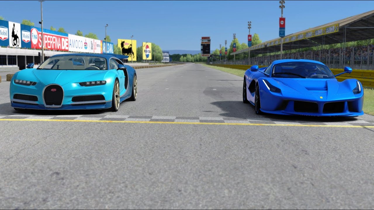 Bugatti Chiron vs Ferrari LaFerrari Blue at Monza Full Course - YouTube