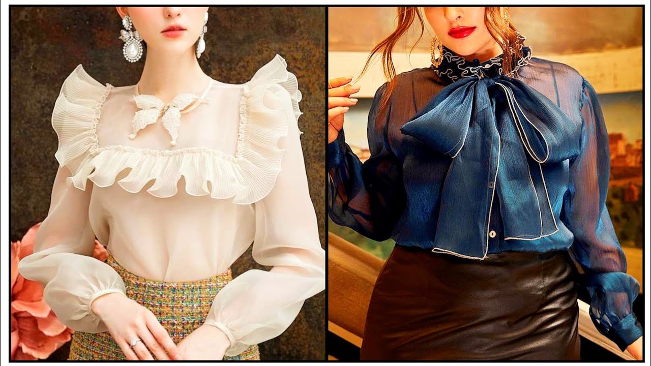 Latest Ruffle blouse design for girls 2023||frill top ideas||orgenza ...