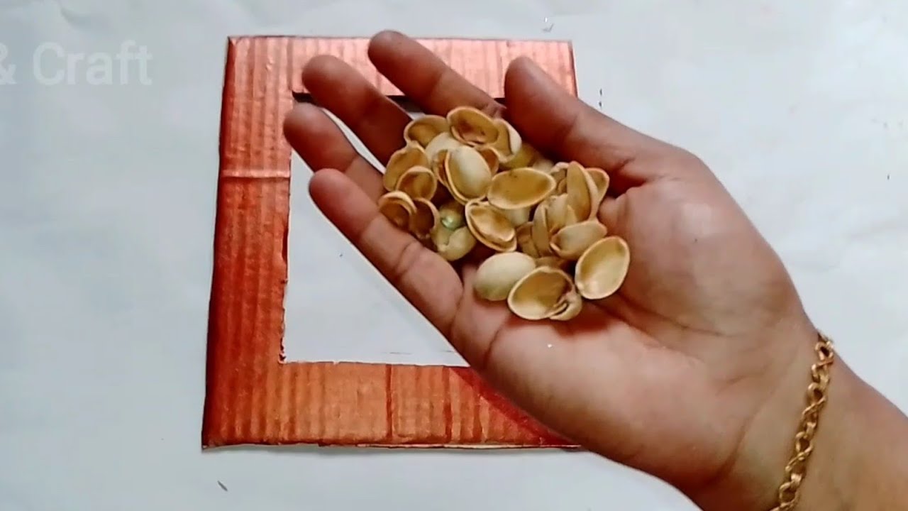 Beautiful photo frame making |DIY| Cardboard,Pista shell and Color ...