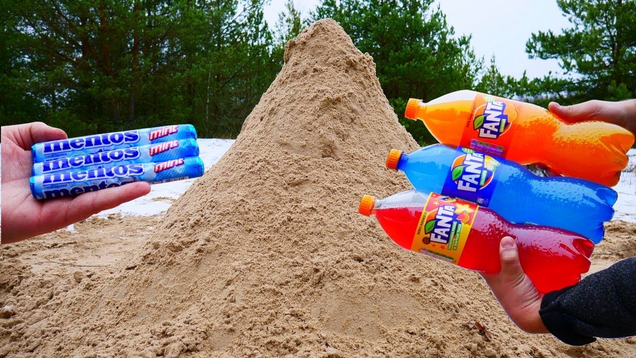 Experiment: Fanta Mix vs Mentos Underground. Supervolcano Eruption ...