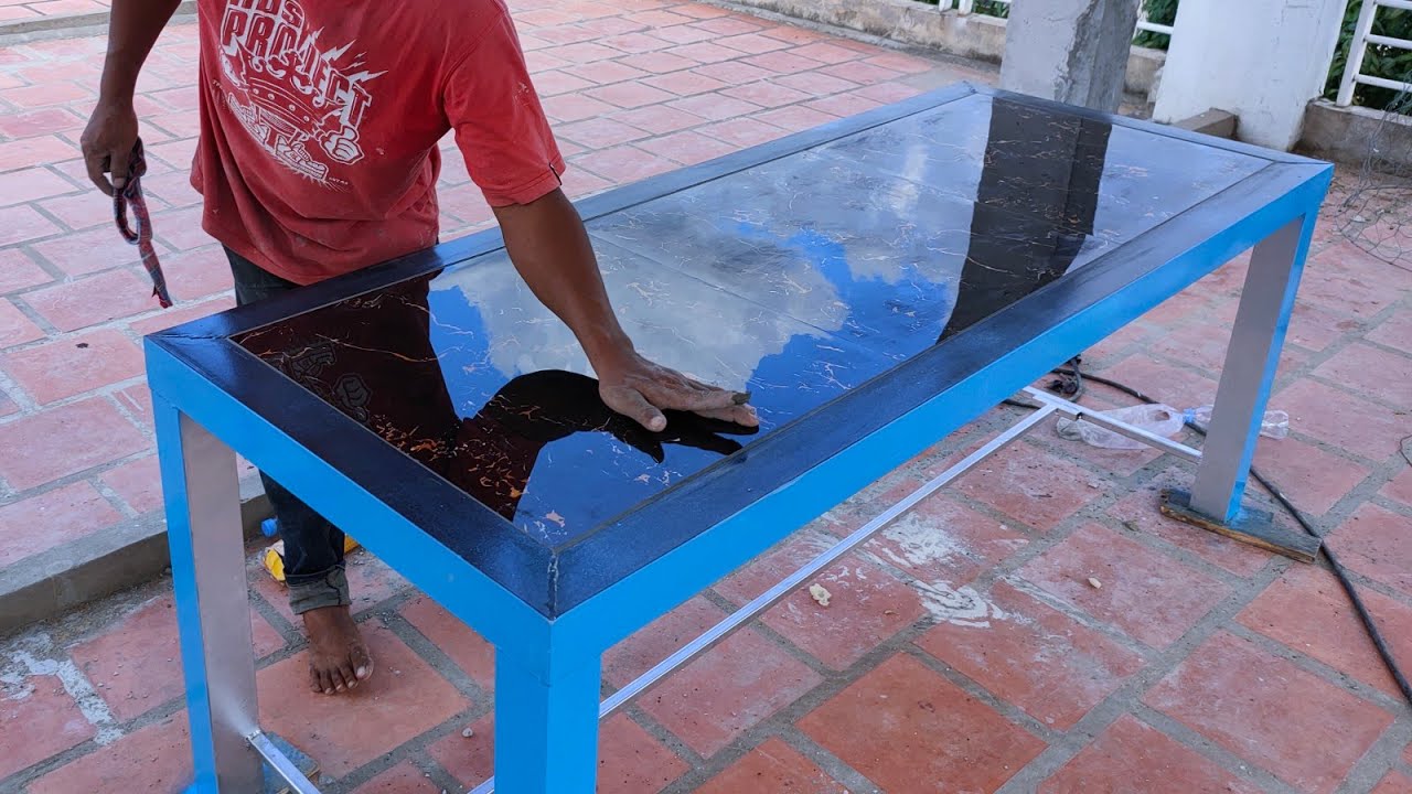 Make a metal table with tiles on top#0.75m*1.95m - YouTube