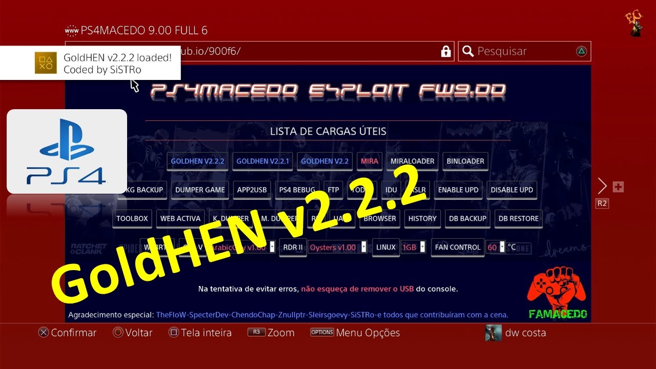 PS4 Jailbreak 9.00 + 100% de Estabilidade + Goldhen2.2.2 + PKG Backup1.1 + PS4Macedo Host - YouTube