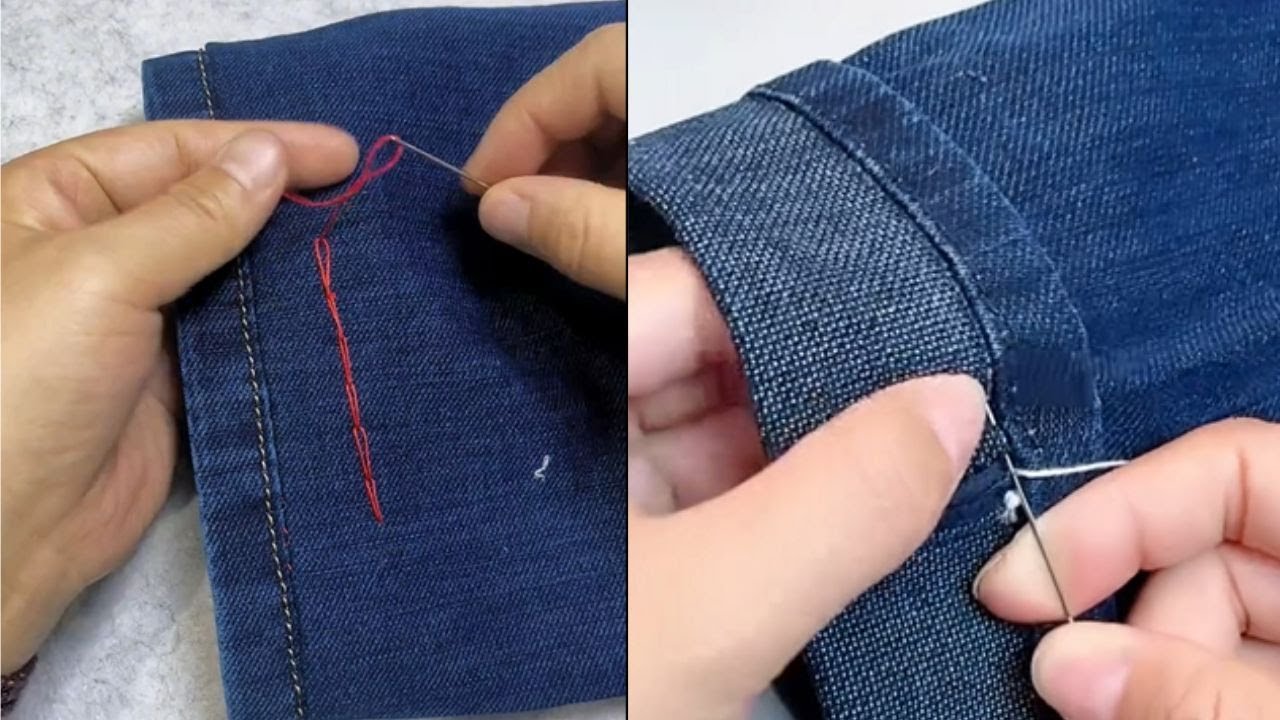 Fix Jeans That Are Too Long – Easy DIY Hem Hack! - YouTube