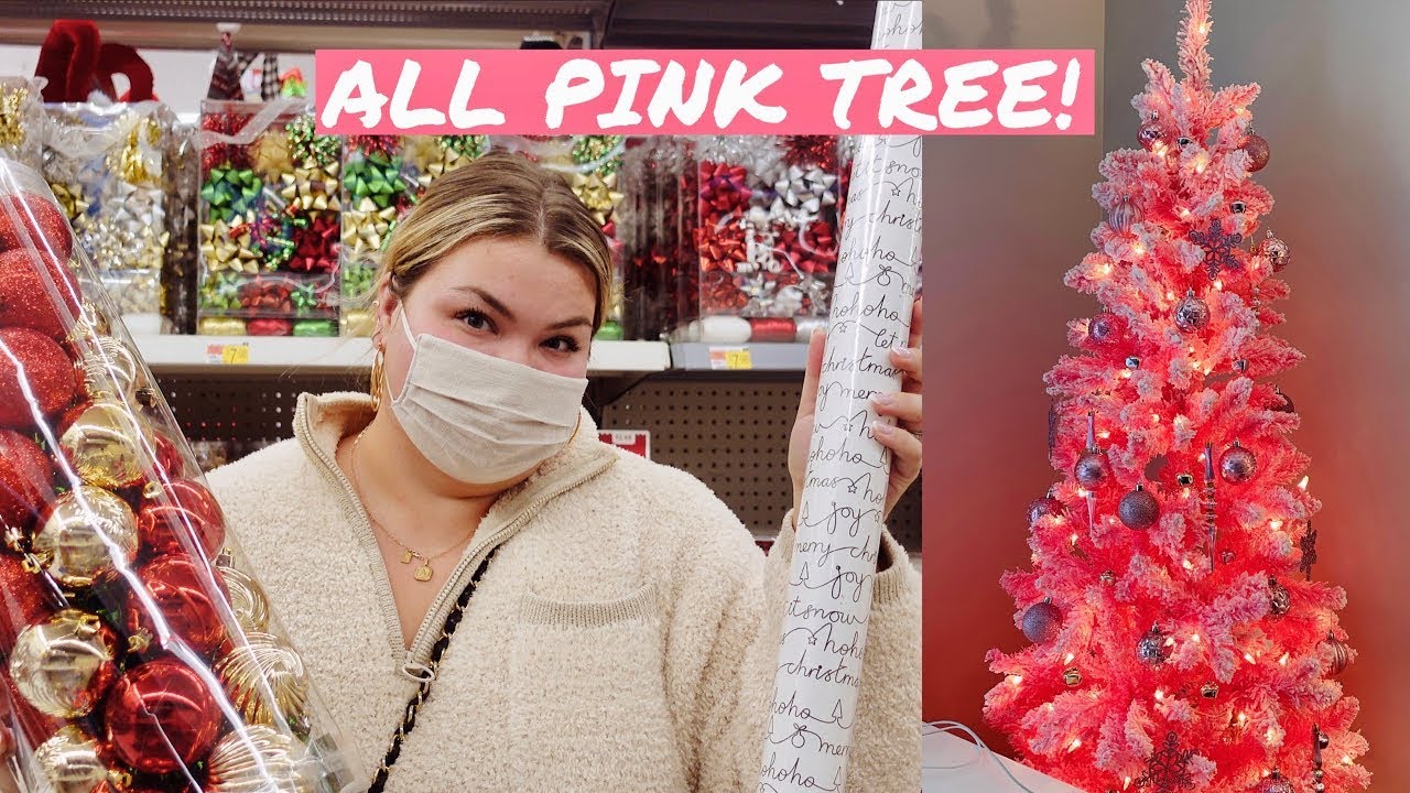 christmas decor shopping at walmart + all pink tree! - YouTube