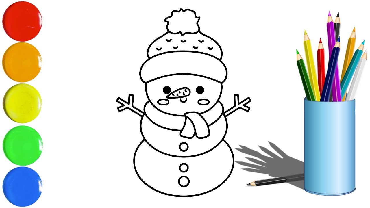 Quick and Easy Snowman Drawing Tutorial with Hat and Scarf | Step by ...