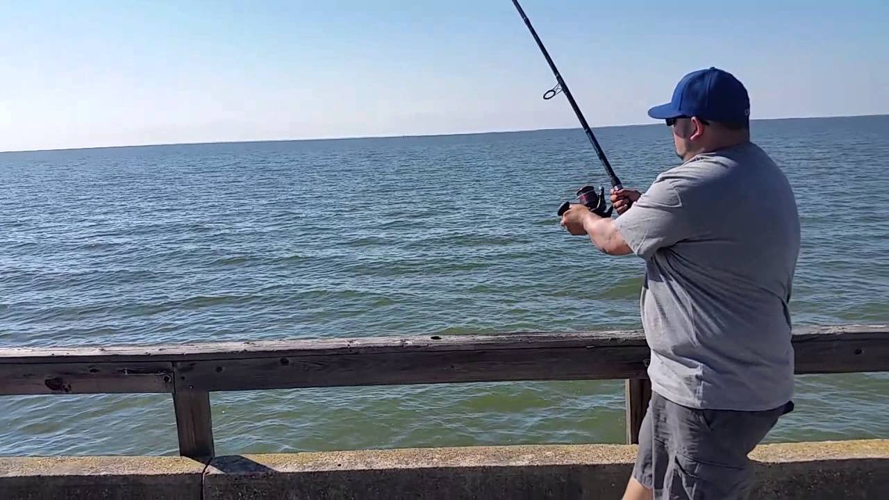 Black drum pier fishing! Funny ending! - YouTube