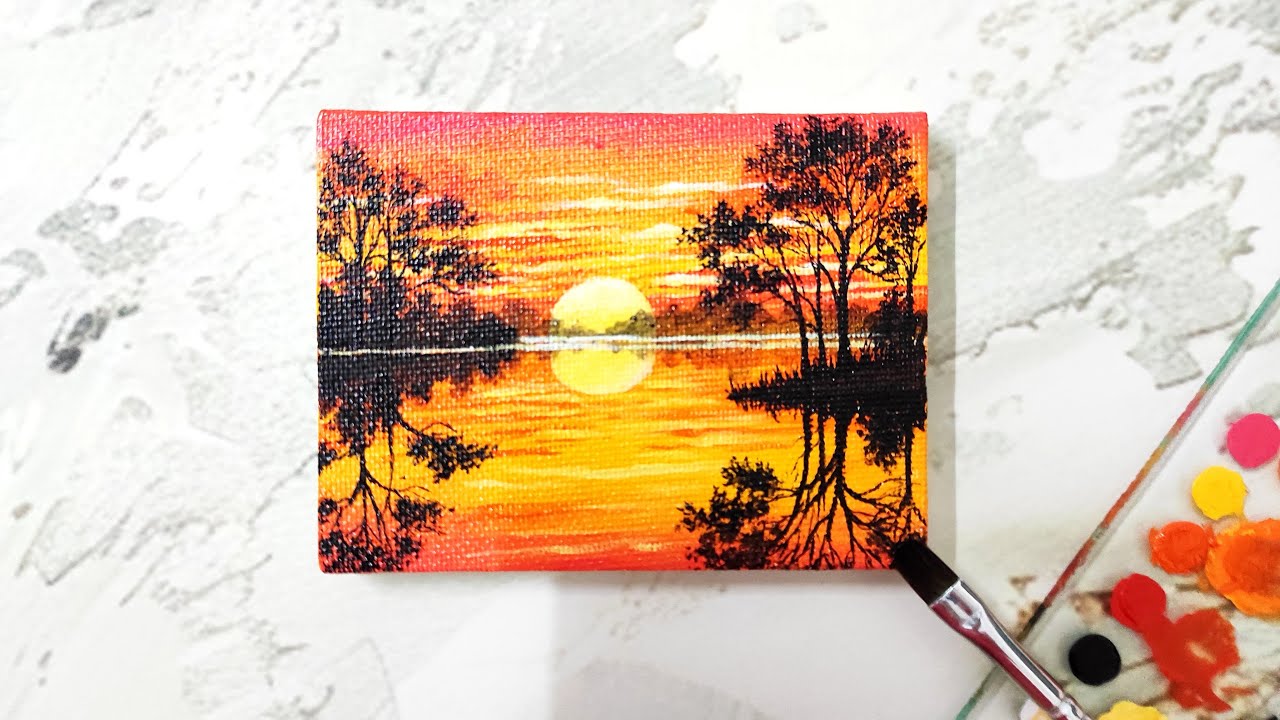 How to Paint a Beautiful Sunset Scene -for Beginners! |Easy Step by ...
