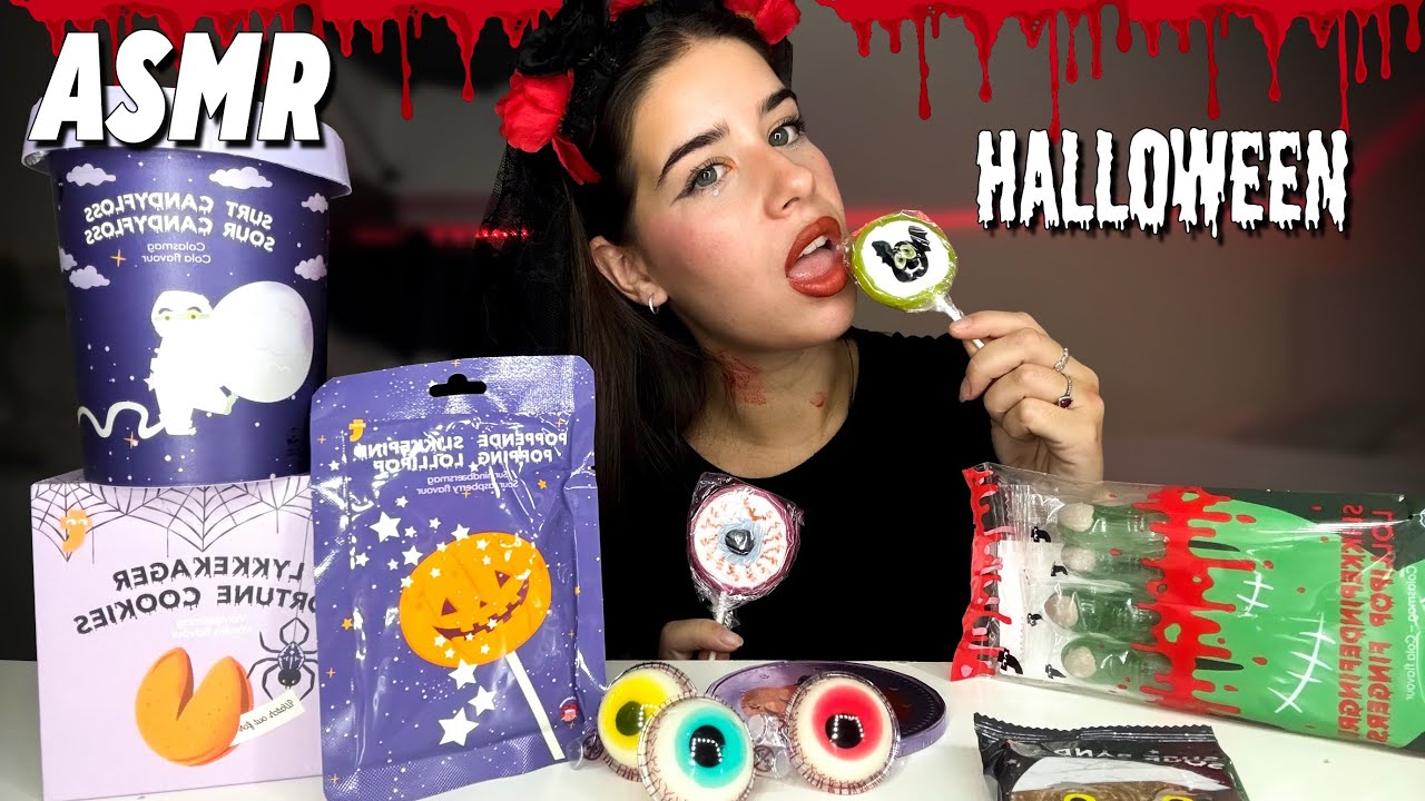 ASMR PROBANDO DULCES DE HALLOWEEN 🎃👻 - YouTube