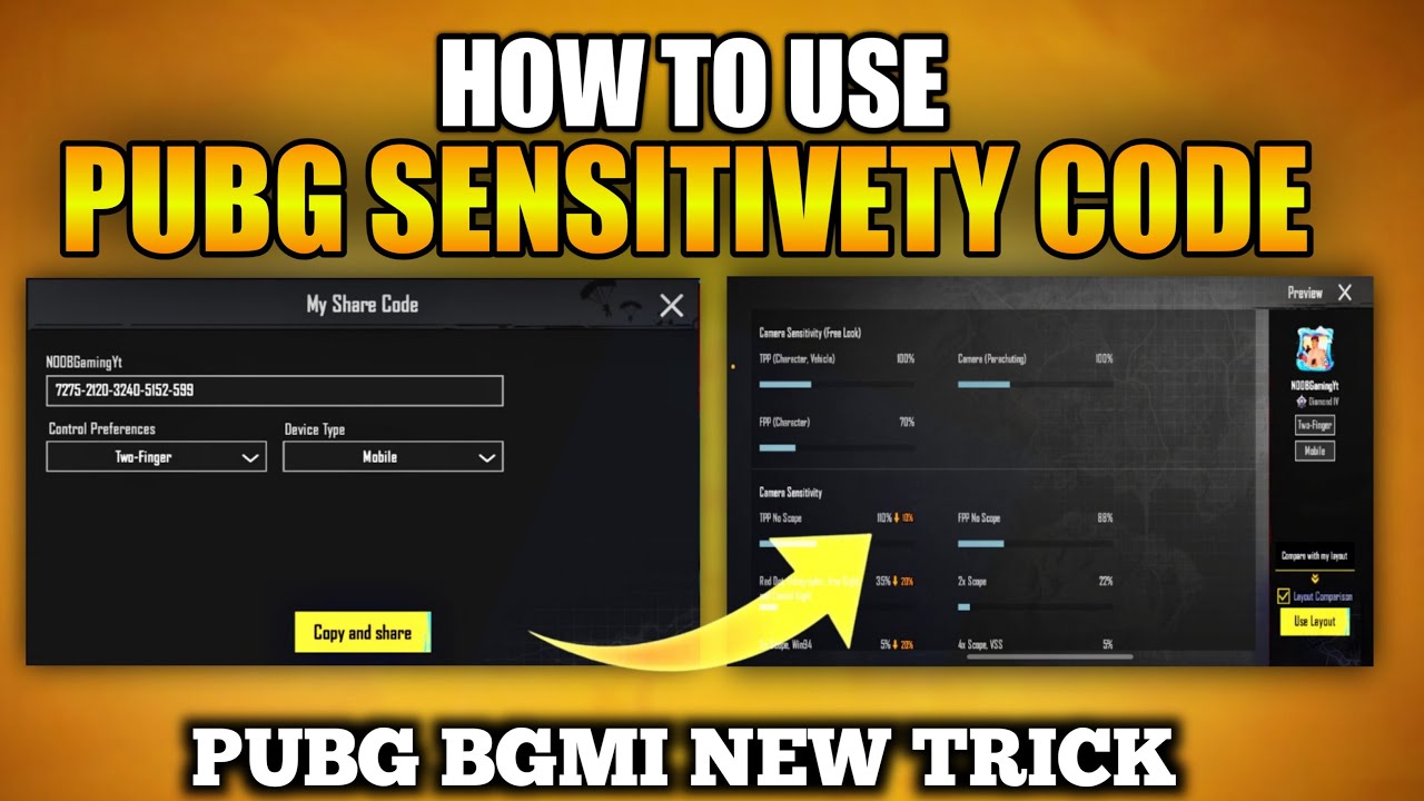 How To Use Pubg Bgmi Sensitivity Code | Pubg Sensitivity Code Kese Use ...
