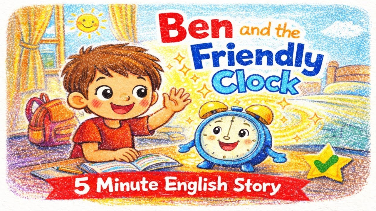 Ben and the Friendly Clock ⏰ | 5 Minute English Story for Kids | Learn ...