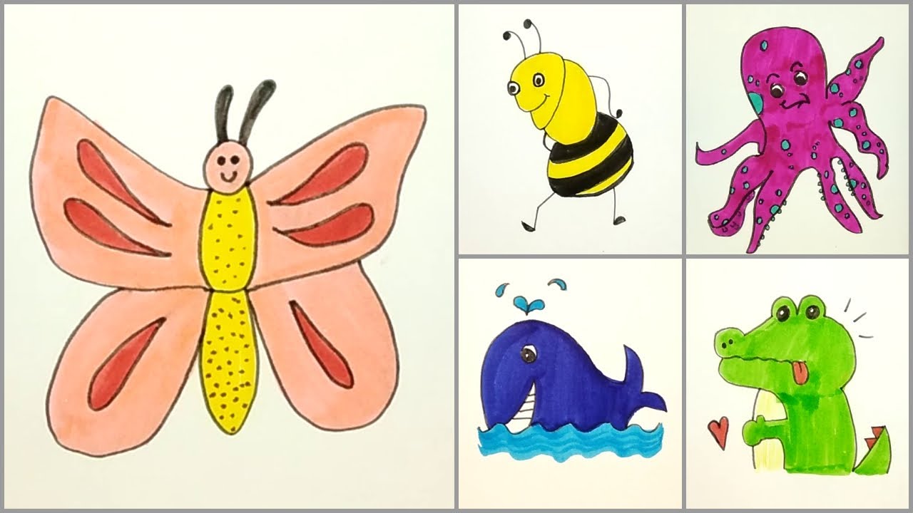 How to Draw Insects – Easy Step by Step | Butterfly Drawing Idea For ...