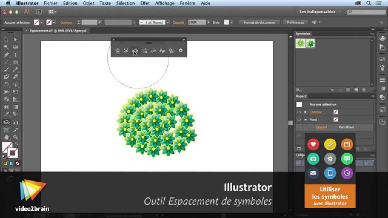 Tutoriel Illustrator : Outil Espacement de symboles | video2brain.com ...