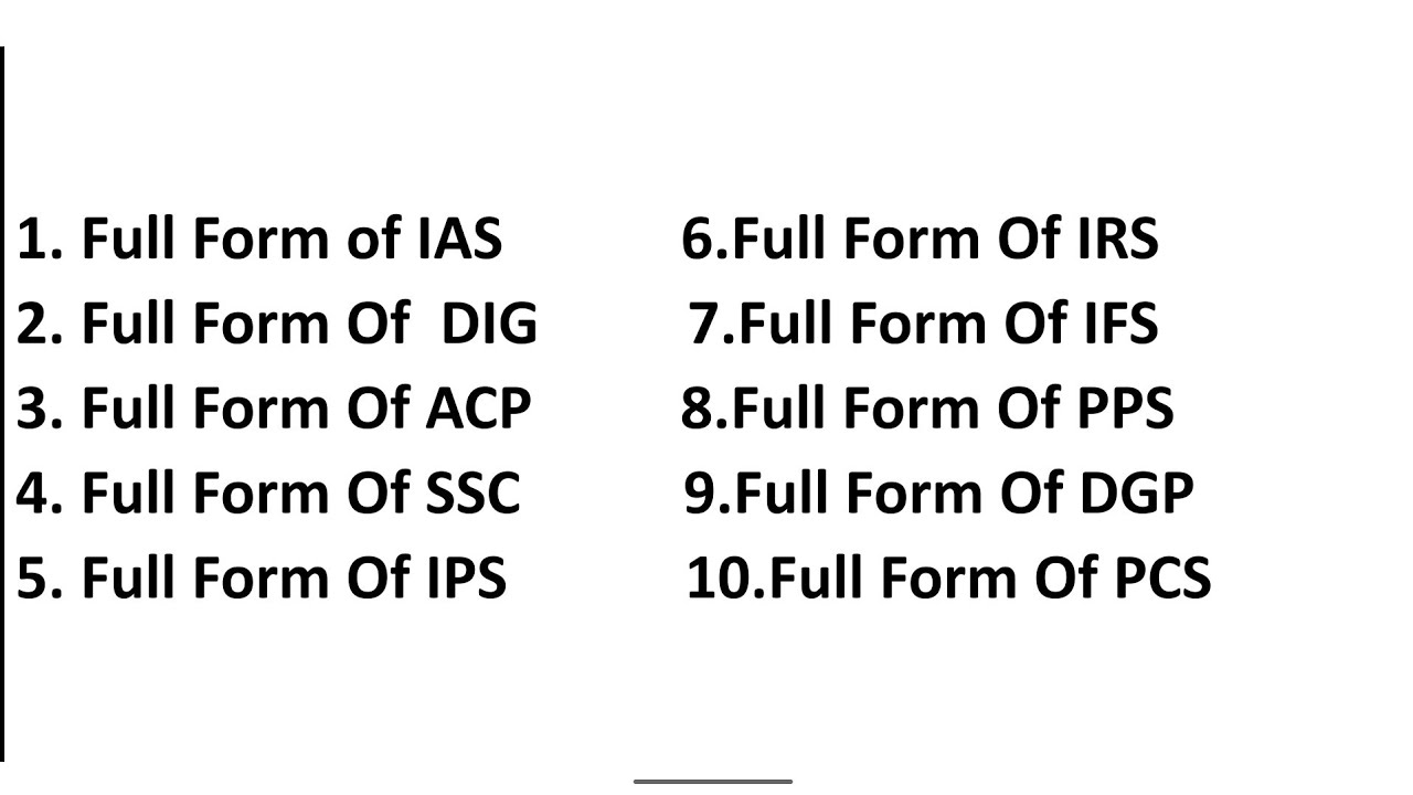 Full Form Of IAS Full Form Of IRS Full Form Of DIG Full Form Of IFS ACP