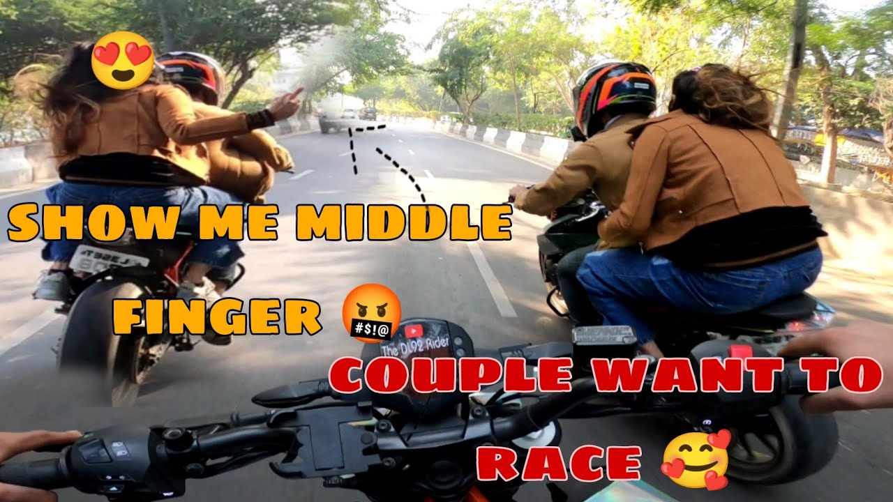 Couple🥰want to race😳||she showed me middle finger 🖕😡||duke250 vs ...