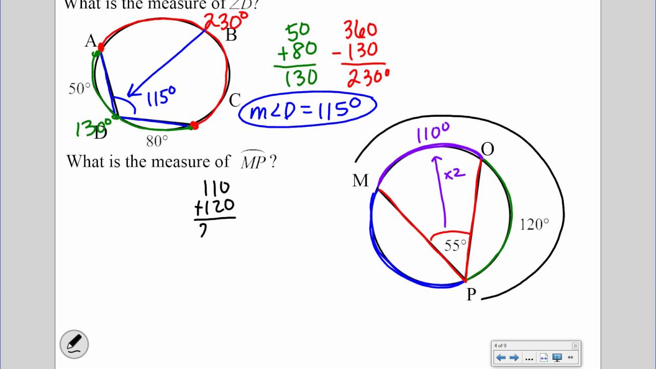 Use Inscribed Angles (10.4) Geometry - YouTube
