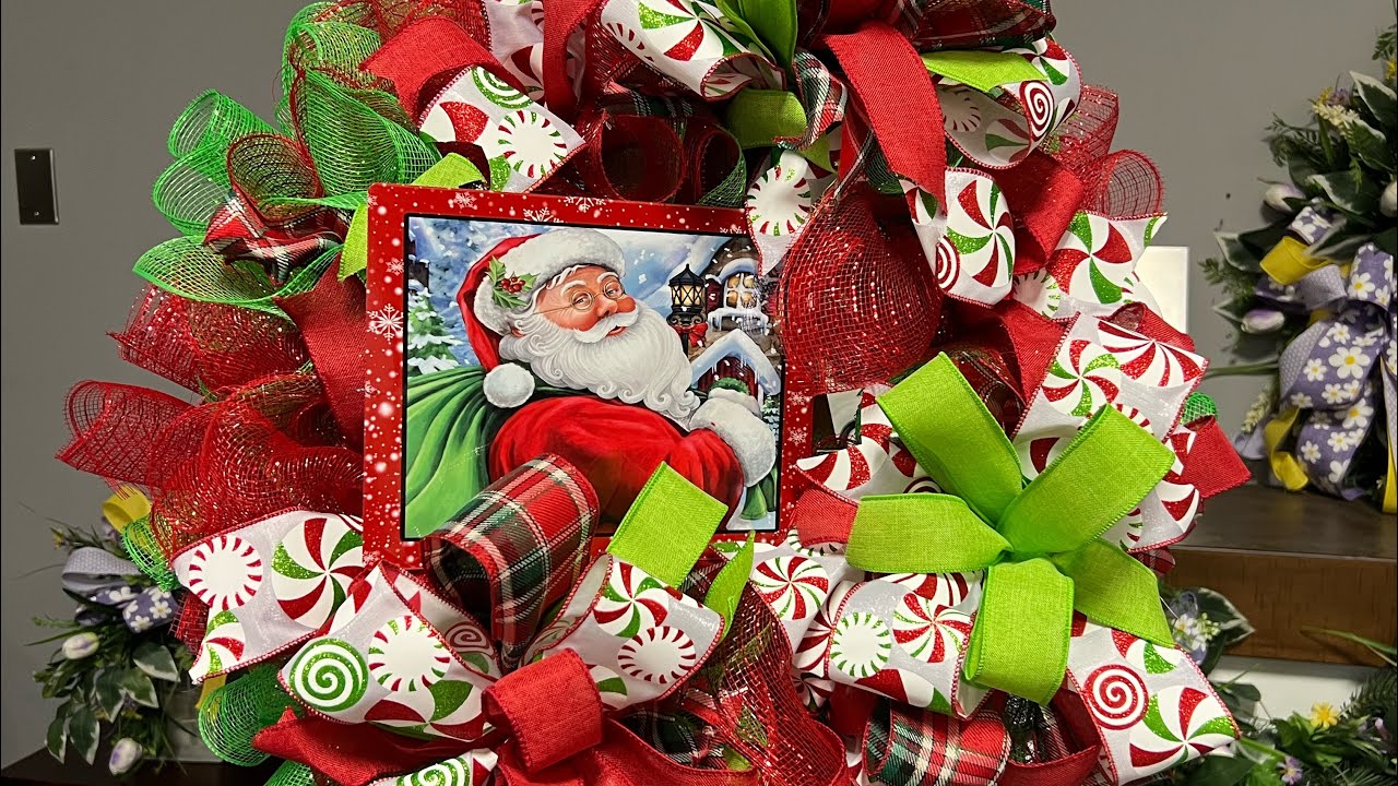 How to make a Santa Deco Mesh Wreath| Hard Working Mom |How to - YouTube