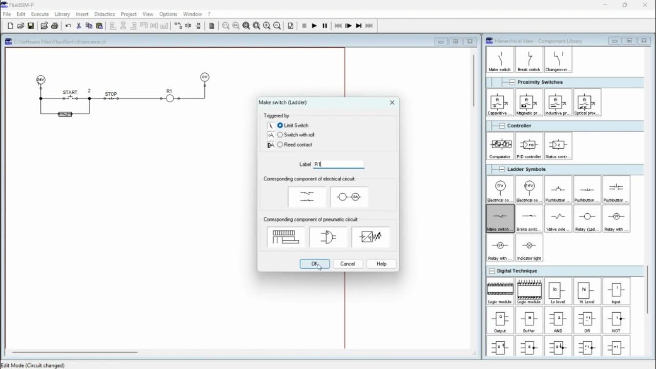 FluidSIM Electrical Circuit Tutorial: Start | Stop Buttons | Relays | Indicator Lights ...