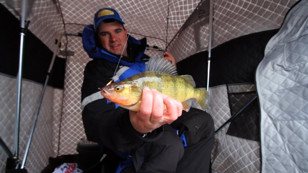 First Ice Jumbo Perch - YouTube