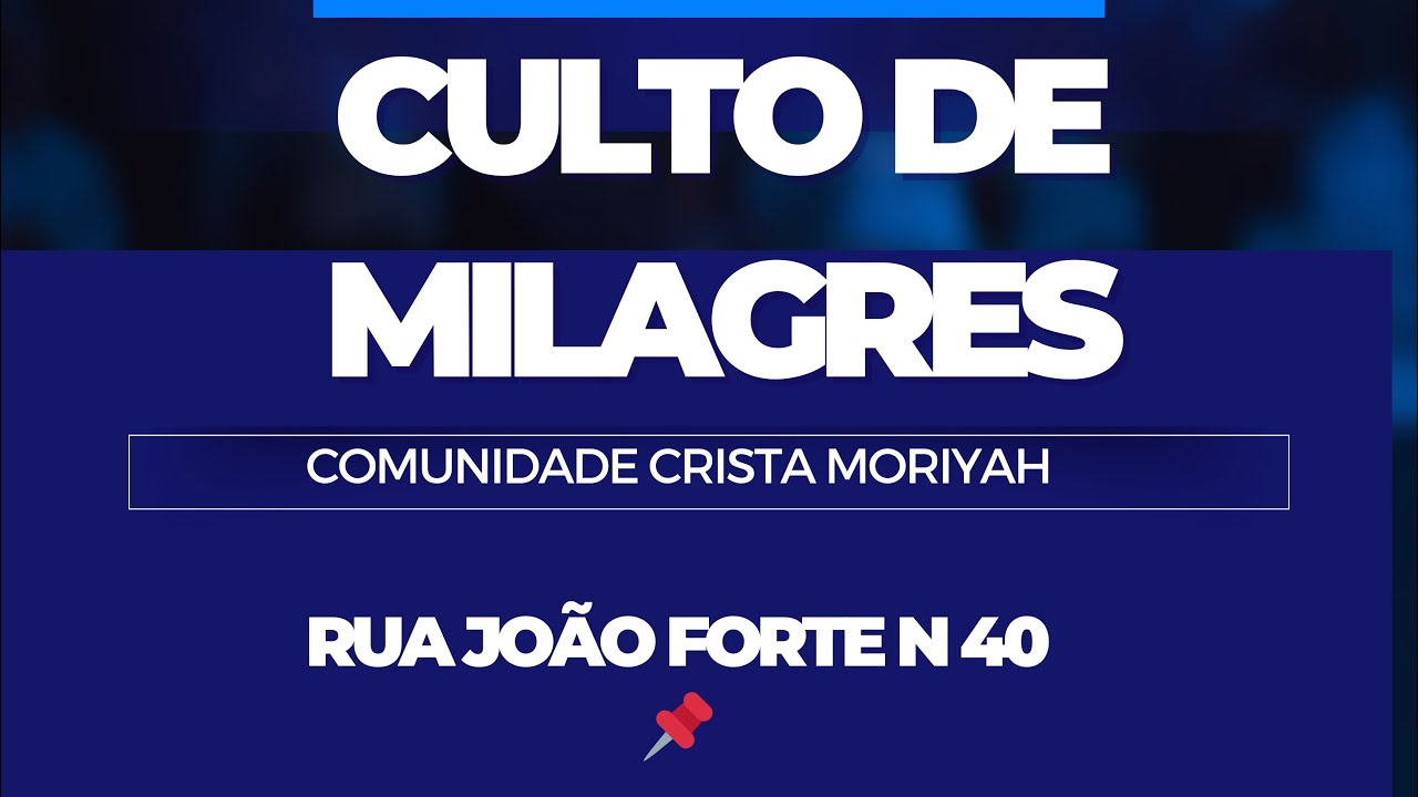 Igreja comunidade cristã Moriyah culto de milagres ;Pr Eduardo Simão ...