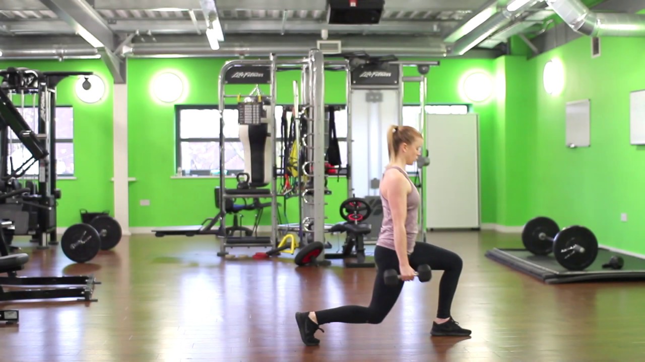 Alternating dumbbell forward lunge - YouTube