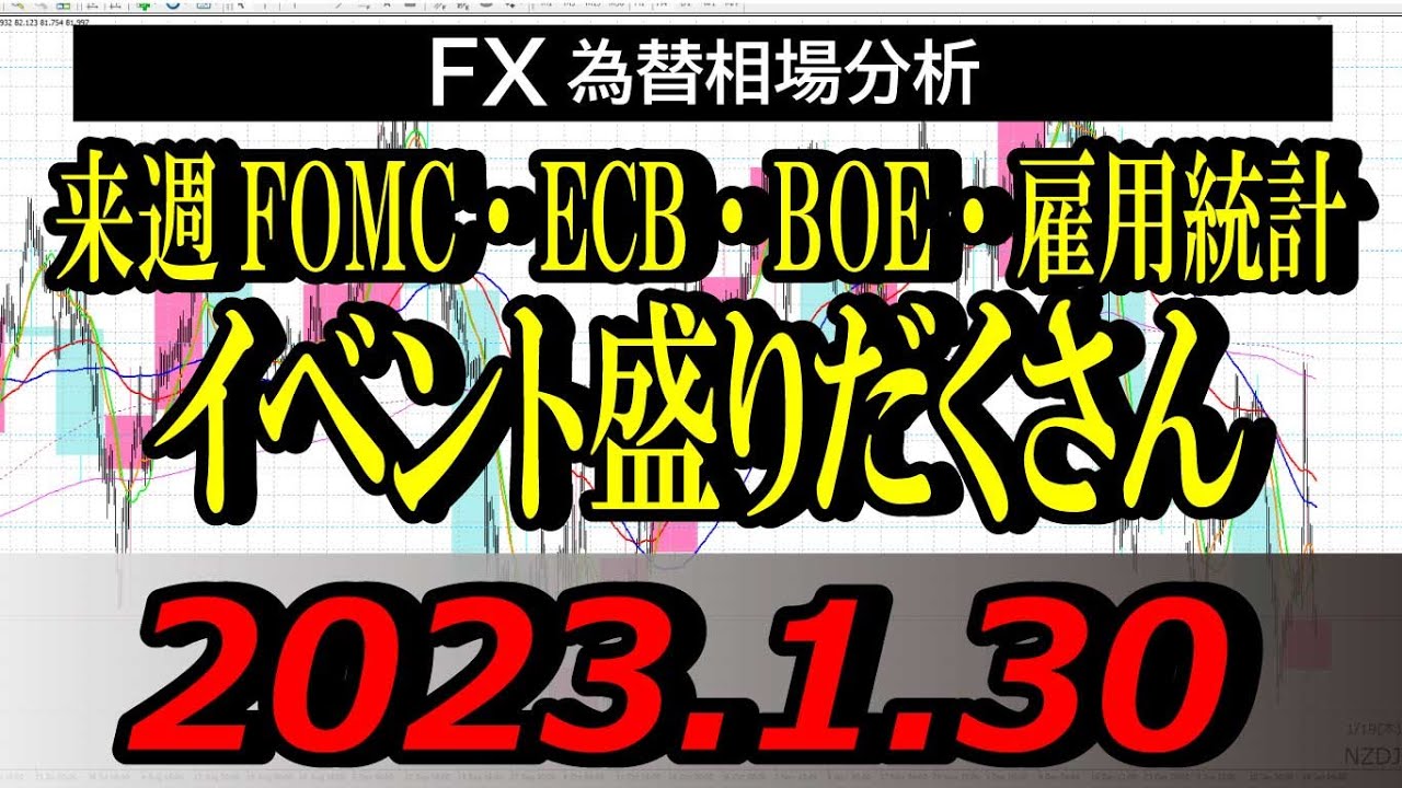 FX為替【来週FOMC、ECB、BOE、雇用統計イベント盛りだくさん！ドルと円】2023.1.30相場分析 - YouTube