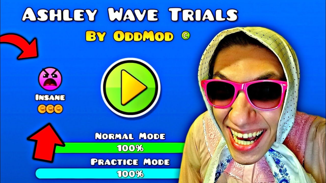 бабушка валя проходит ashley wave trials в geometry dash 2.2 - YouTube