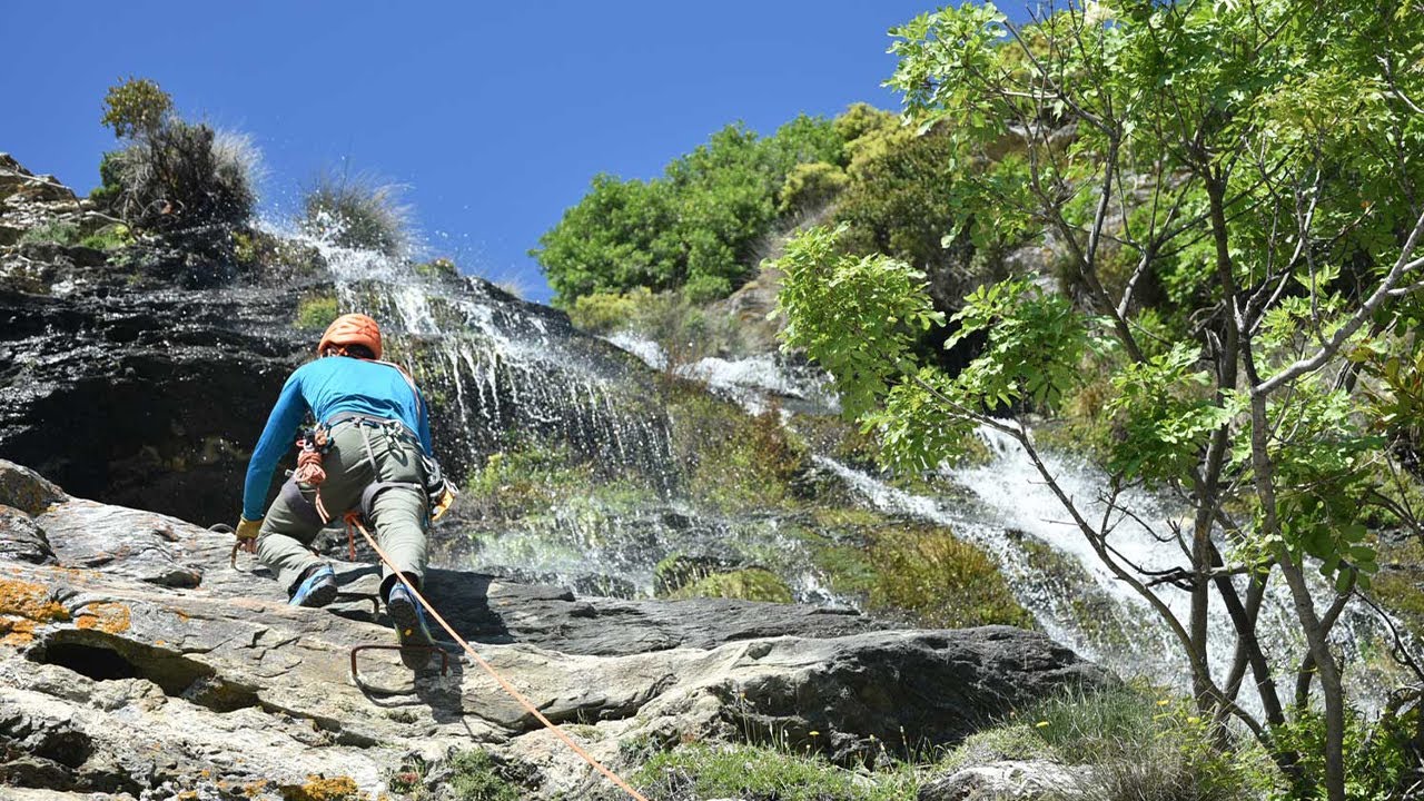 Via Ferrata in the biggest waterfall of the Cyclades - YouTube