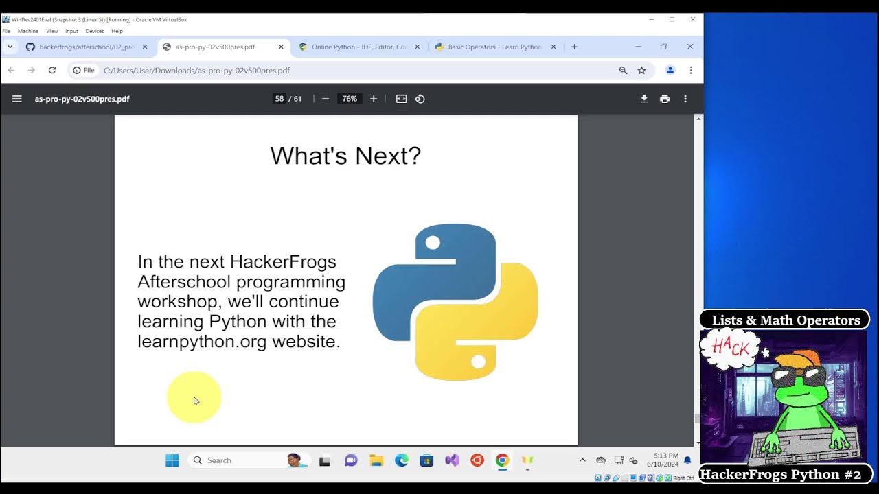 HackerFrogs AfterSchool - Python Workshop 2 - Presented by Black Girls Hack and Women's Society ...