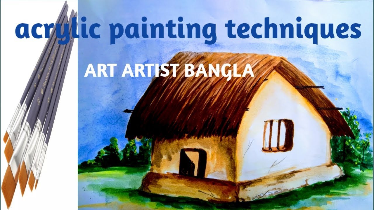 How to draw a house in acrylic color for beginners - YouTube