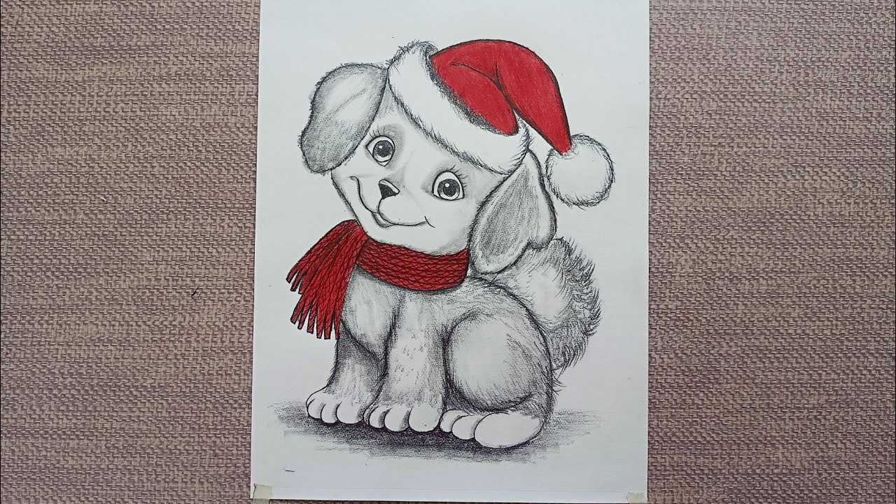 Daily challenge #149/ Christmas Puppy drawing/ Pencil drawing - YouTube