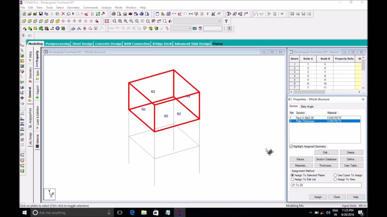 Rectangular Over Head Water Tank Design on STADD PRO - YouTube