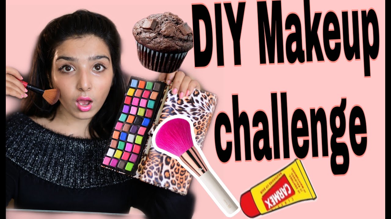 FULL FACE of DIY makeup challenge - YouTube