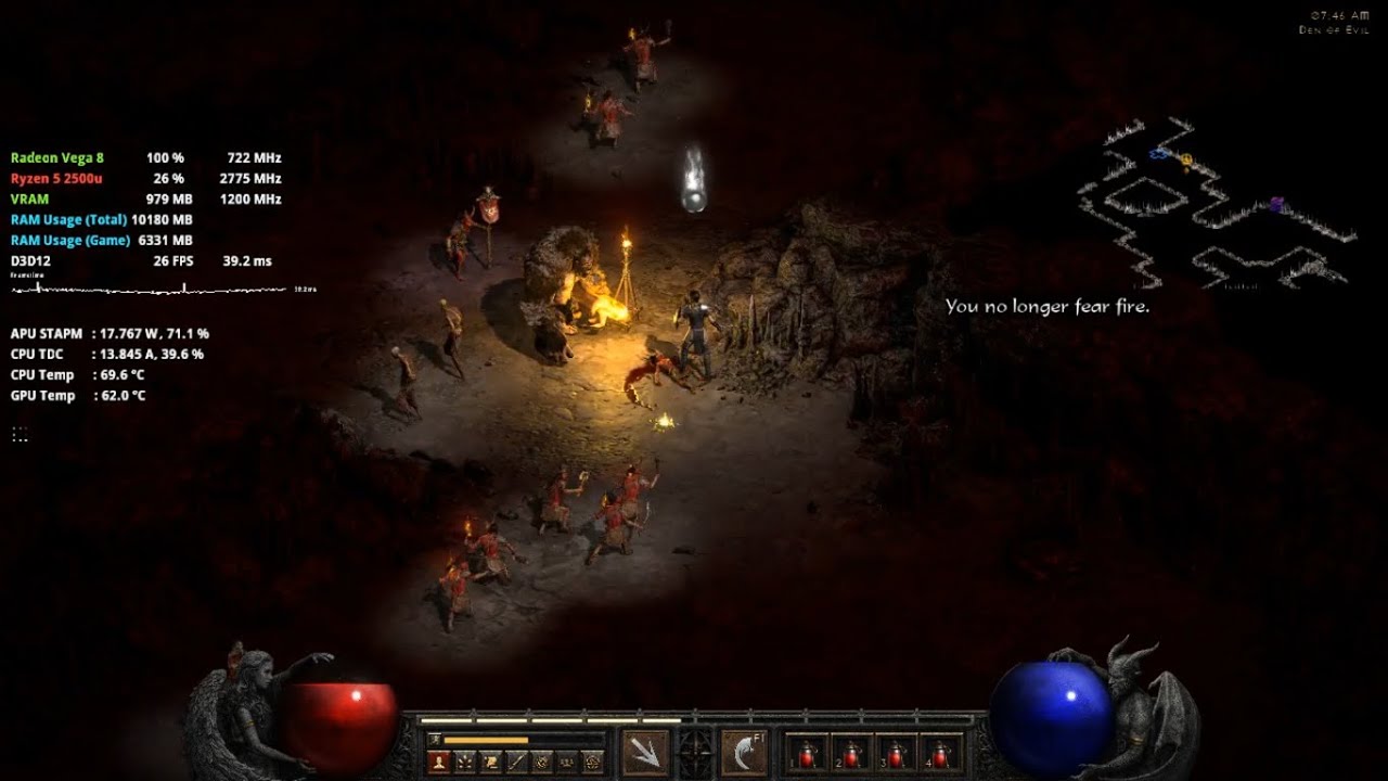 Diablo II: Resurrected on AMD Ryzen 5 2500u Vega 8 Graphics - YouTube
