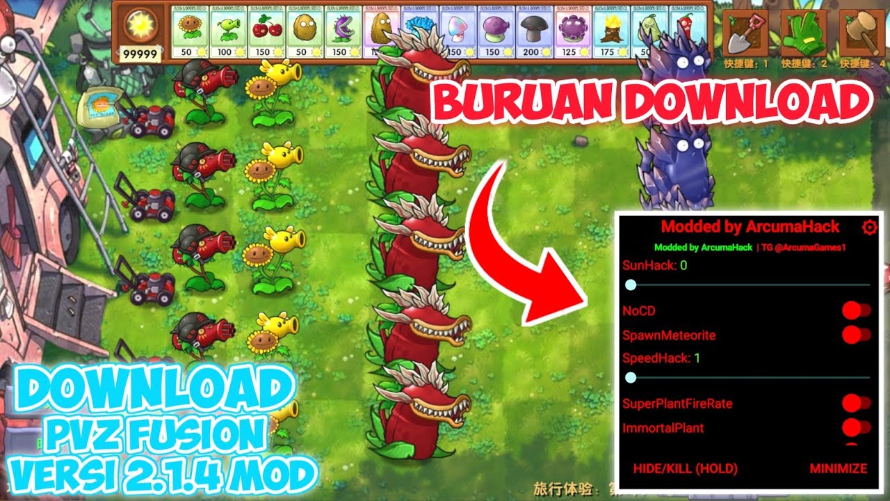 TUTORIAL DOWNLOAD PVZ FUSION VERSI 2.1.4 MOD TERBARU | PLANTS VS ZOMBIE ...