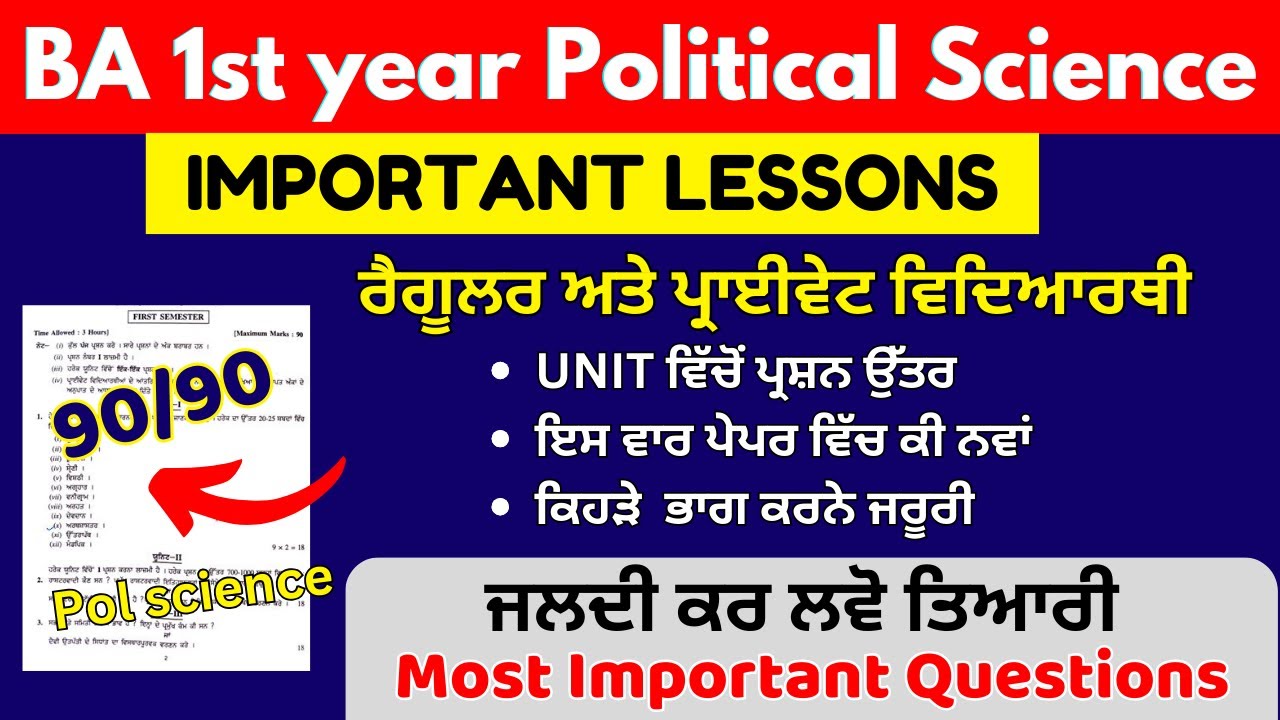 Ba 1st sem Political Science | BA 1st sem political science unit ...